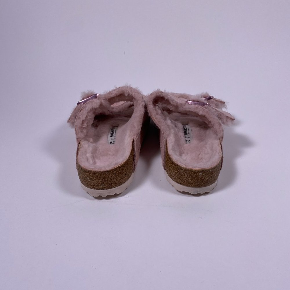 Birkenstock Pink Suede 'Arizona Shearling' Sandals - Gem